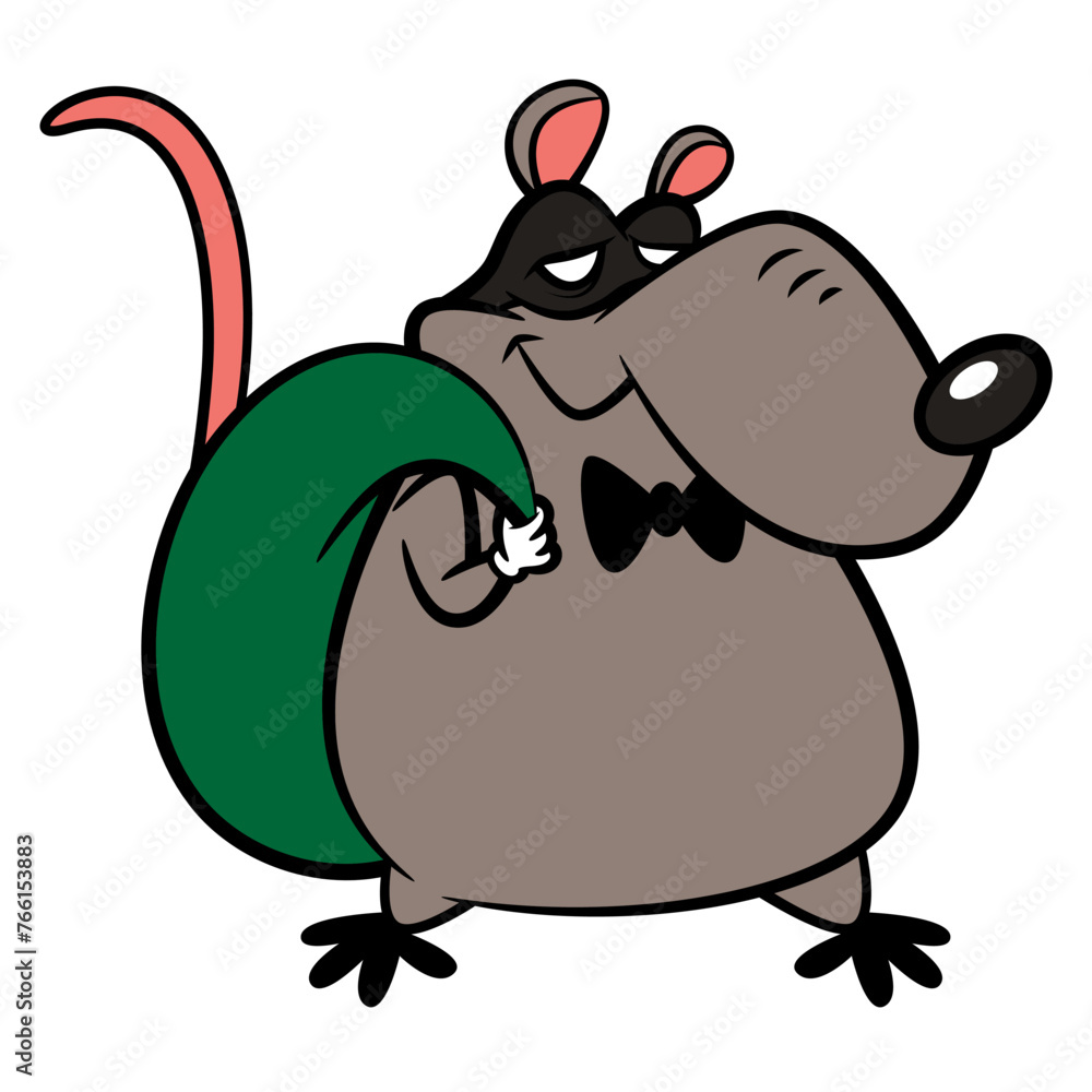 Big Fat Mouse cartoon characters wearing a mask and carrying a sack of ...
