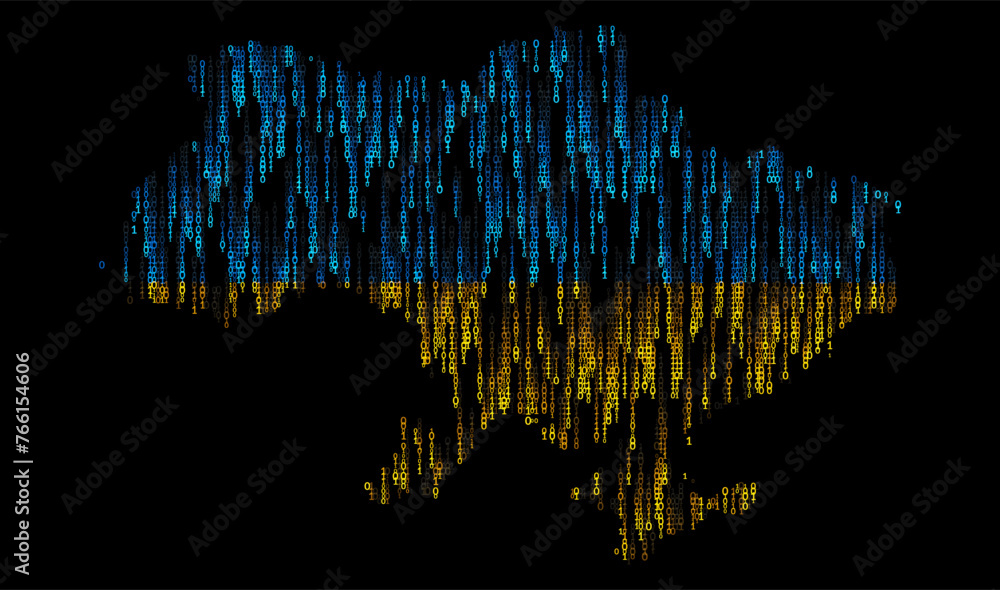 Ukraine Digital Map Dots Particles. Vector Map Background. 3D Flag of ...