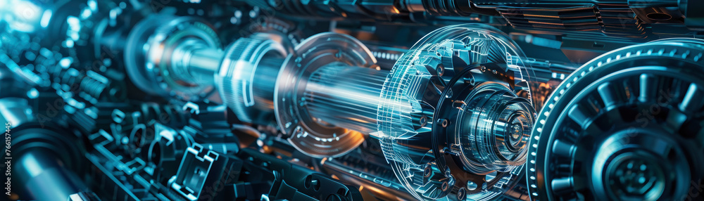 A close up of a machine with many gears and a large gear. The gears are ...