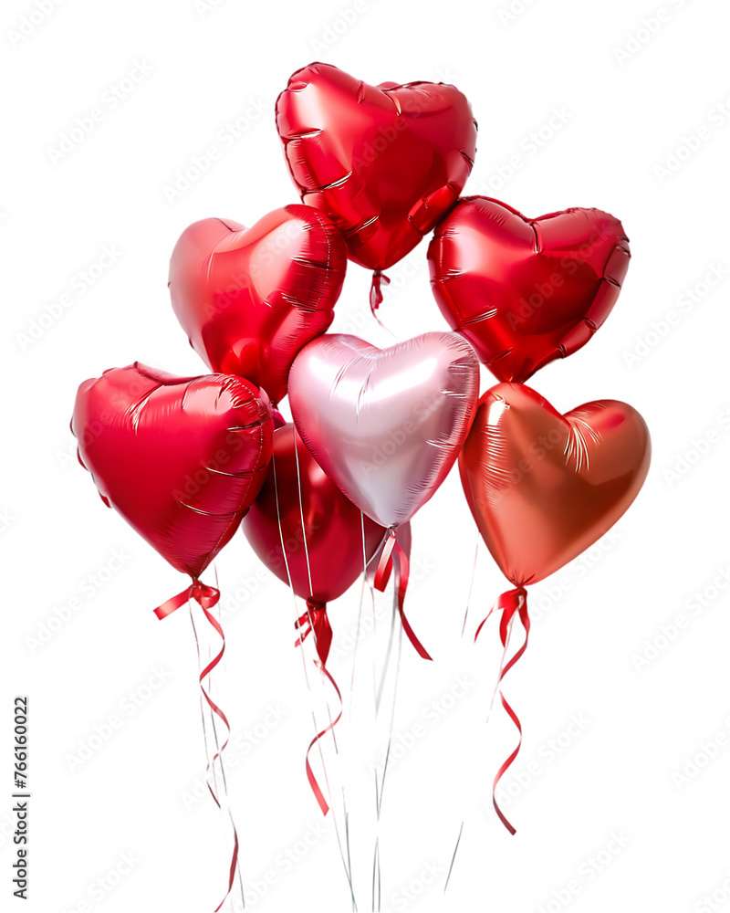 realistic red 3d heart balloons isolated on transparent background air ...