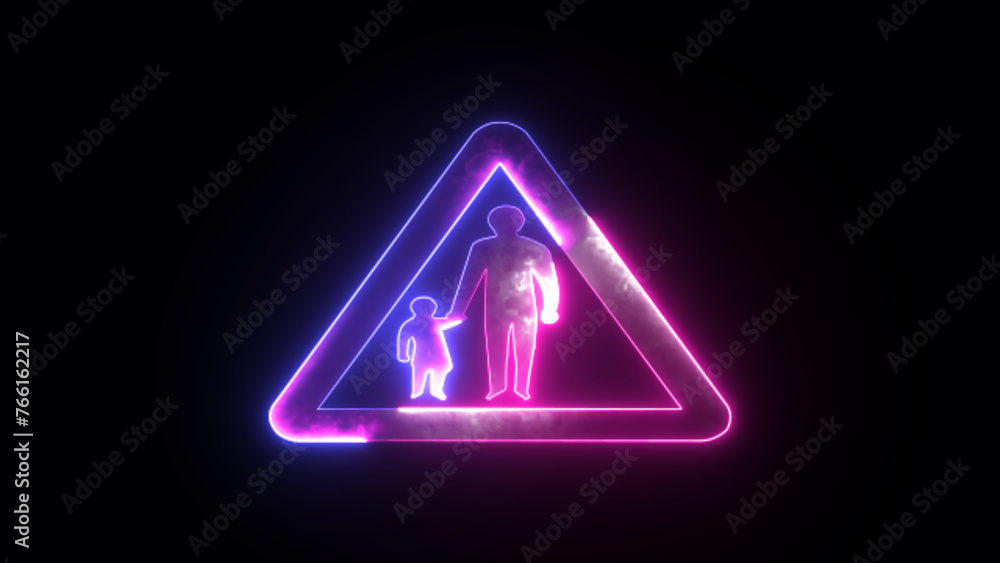 Neon traffic warning signs, prohibitions, and information traffic signs ...