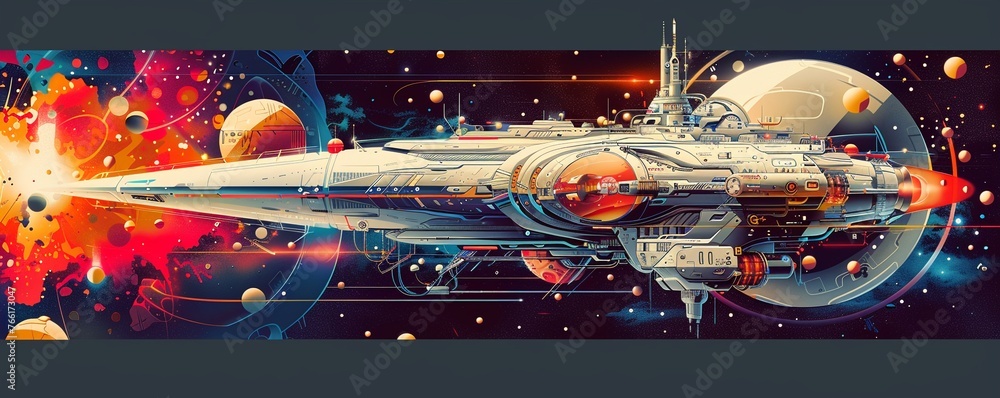 Design a captivating graphic depicting a side view of a futuristic ...