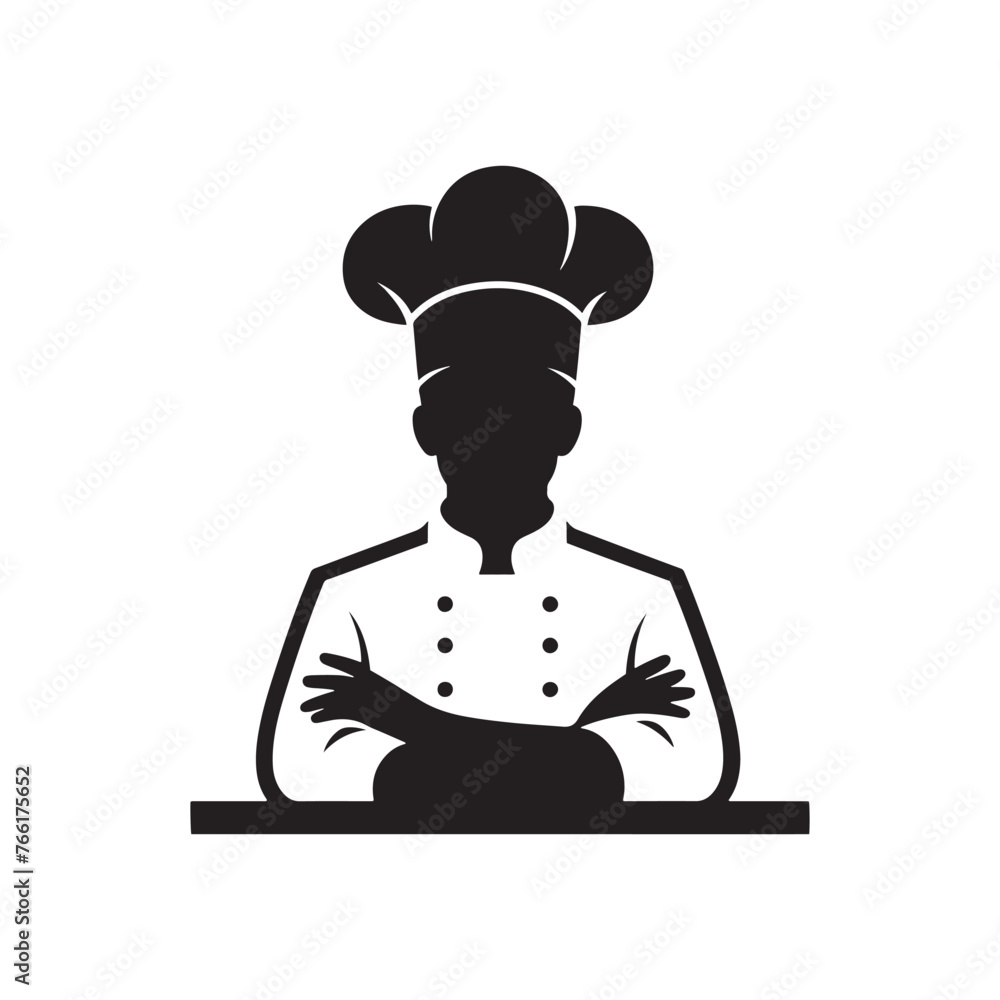 Chef Silhouette Vector: Culinary Master's Outline in Professional ...