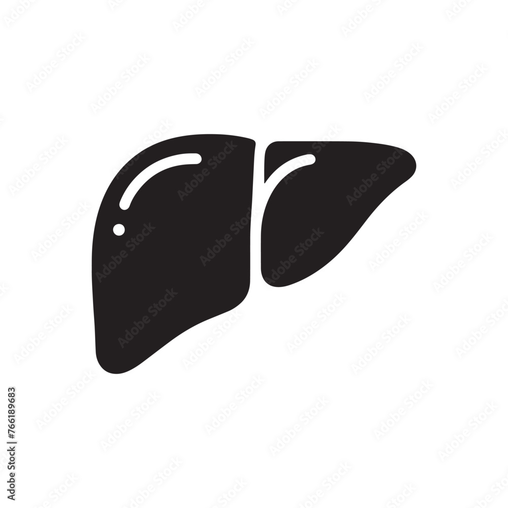 Human Liver Silhouette Vector: Depicting the Organ's Shape and Function ...