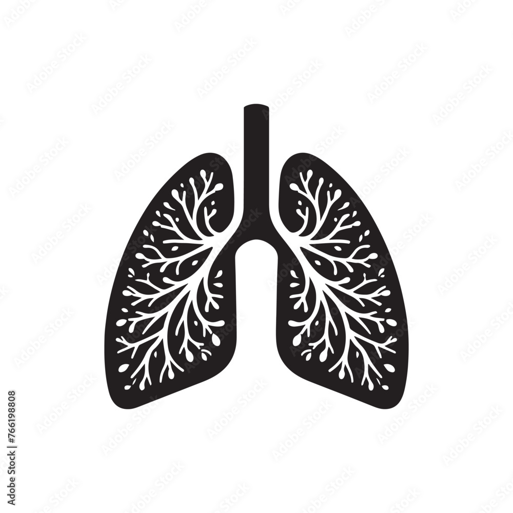 Human Lungs Silhouette Vector: Depicting the Vitality and Functionality ...