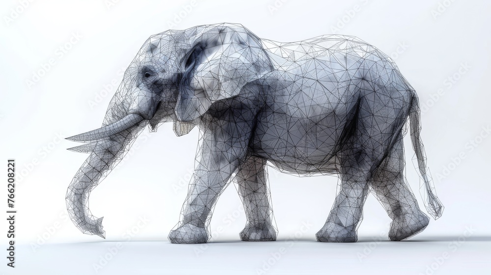 Animal isolated from low poly wireframe on white background. Symbol for ...