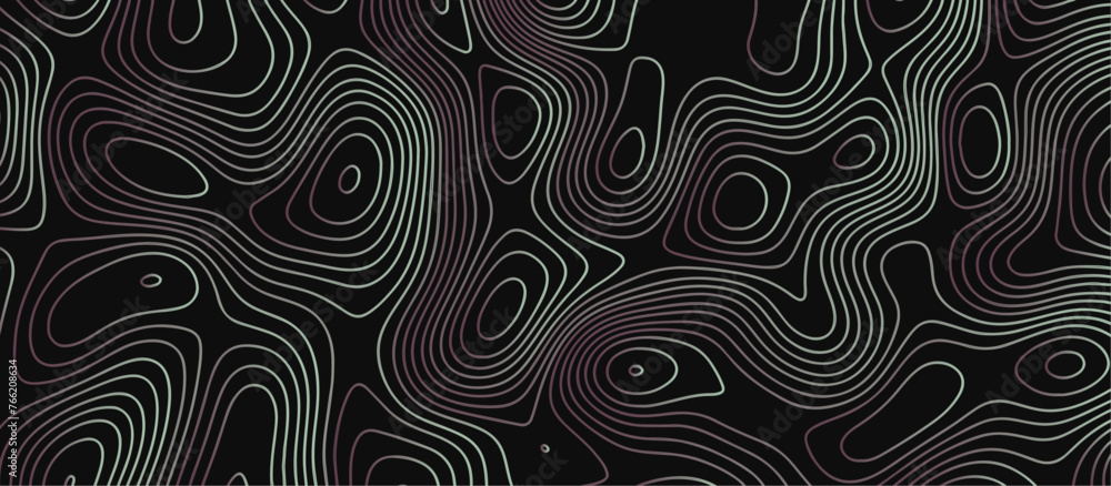 Abstract outline topographic contour map background. Dark texture ...