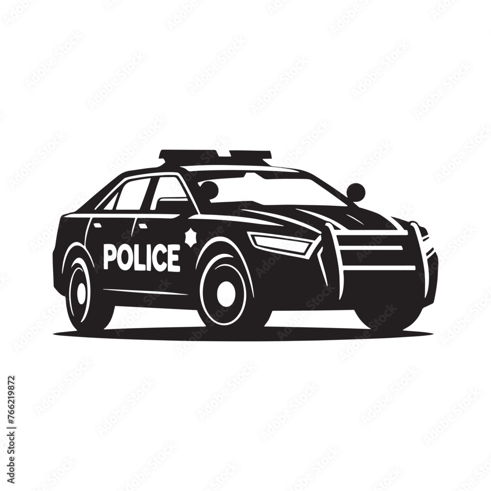 Police Car Silhouette Vector: Symbolizing Law Enforcement and ...