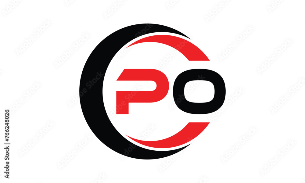 PO initial letter circle icon gaming logo design vector template ...