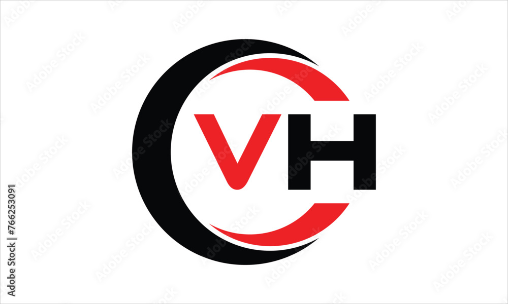 VH initial letter circle icon gaming logo design vector template ...