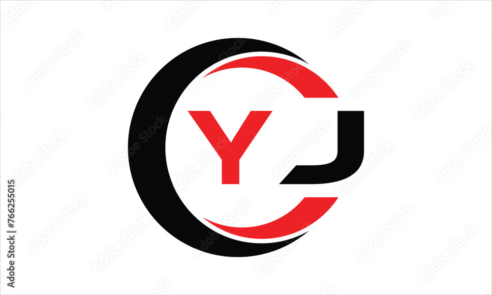 YJ initial letter circle icon gaming logo design vector template ...