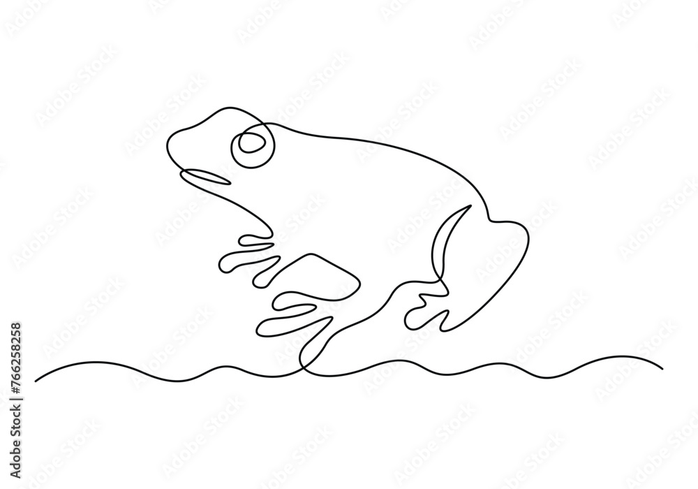 Frog outline continuous one line drawing vector illustration. Premium ...