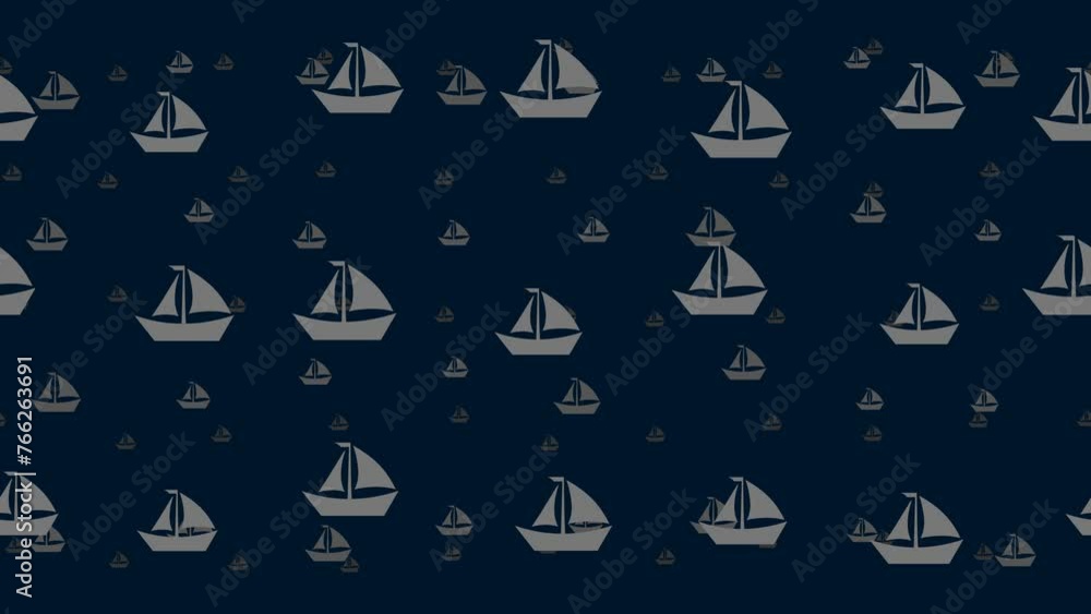 Vidéo Stock Sailing boat symbols float horizontally from left to right ...