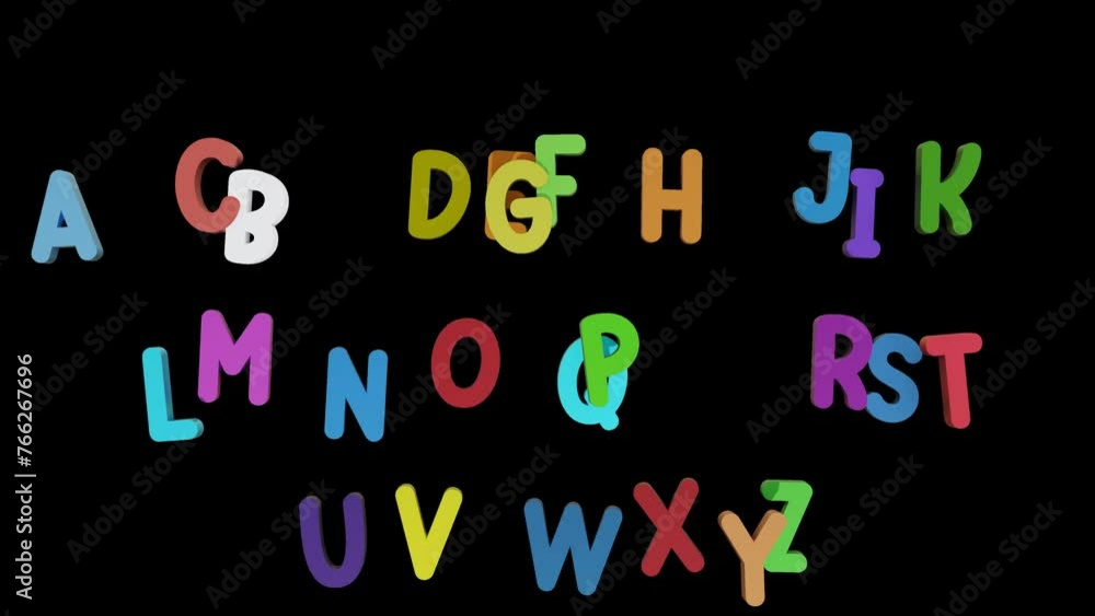 alphabet flying up 4k transition abcd 3D animated video transparent ...