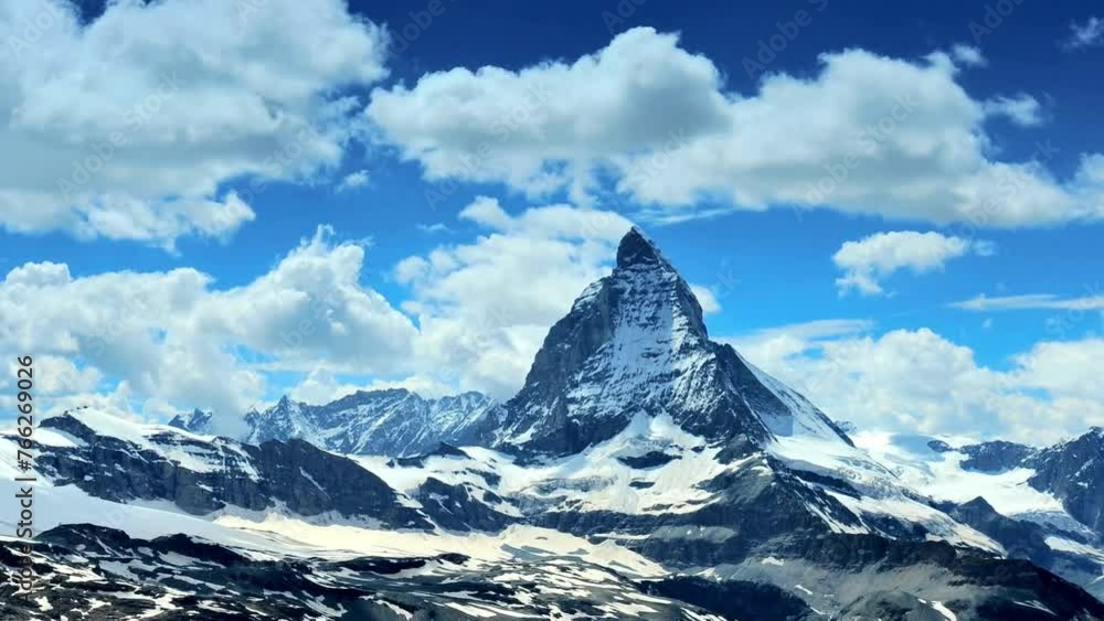Marvel at the awe-inspiring beauty of the Matterhorn's main peak, a ...