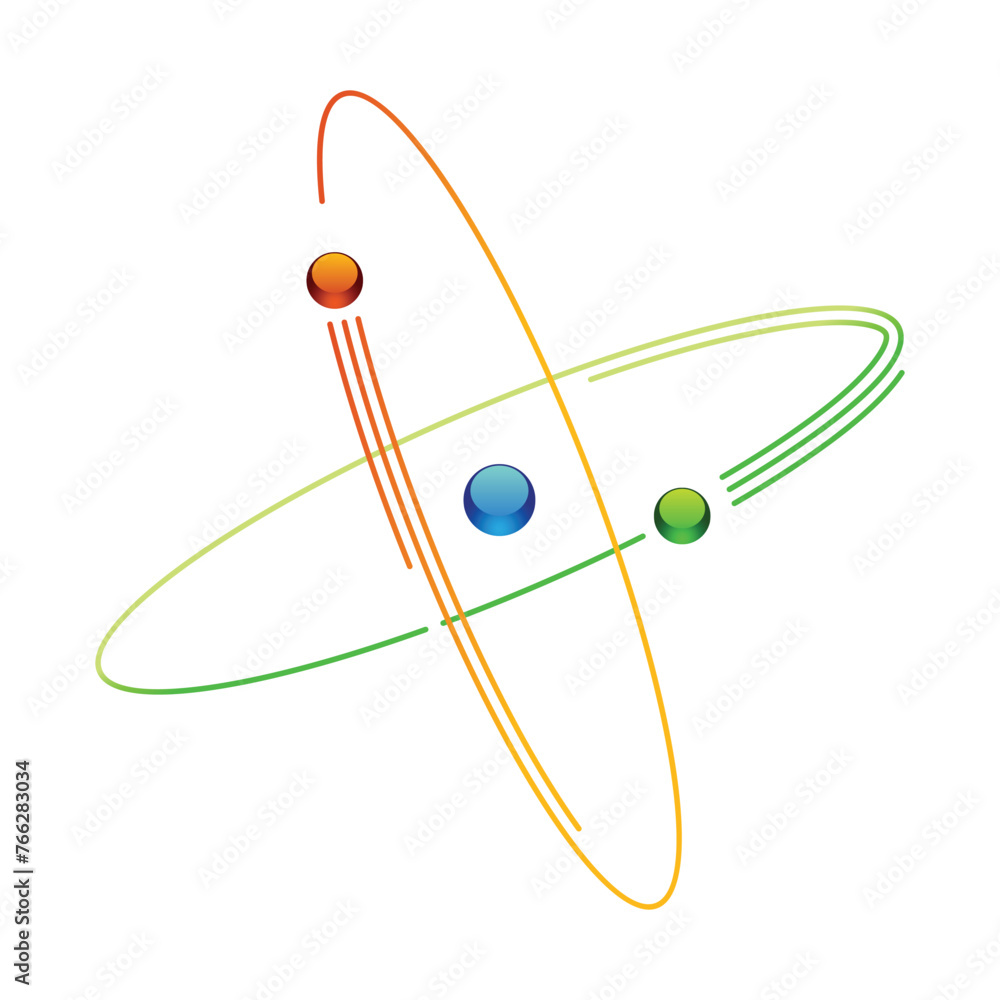 Atom symbols of nuclear energy icon. Scientific research and molecular ...