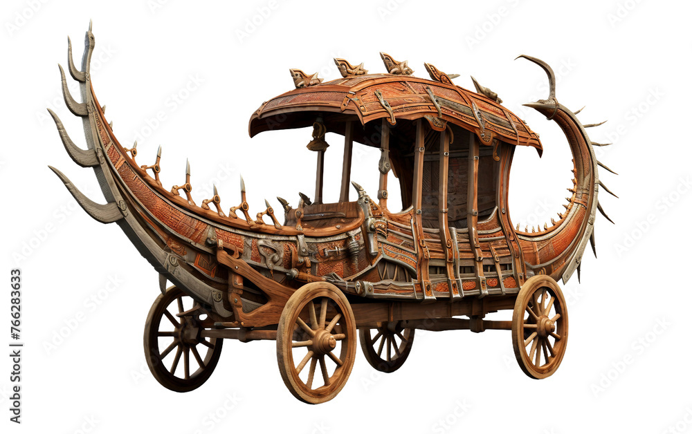 Viking Dragon Ship Cart Isolated On Transparent Background PNG. Stock ...