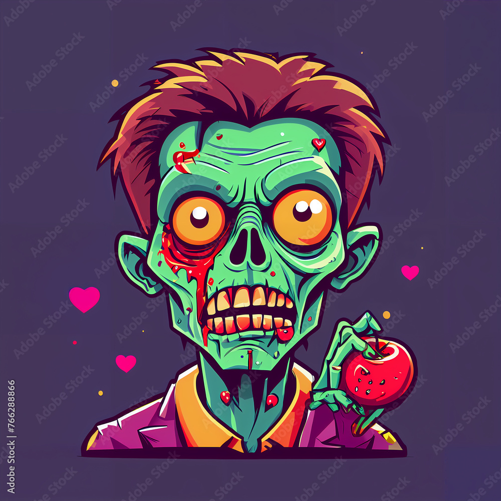 This colorful, cartoonish zombie wears a bowtie and a suit. Its green ...