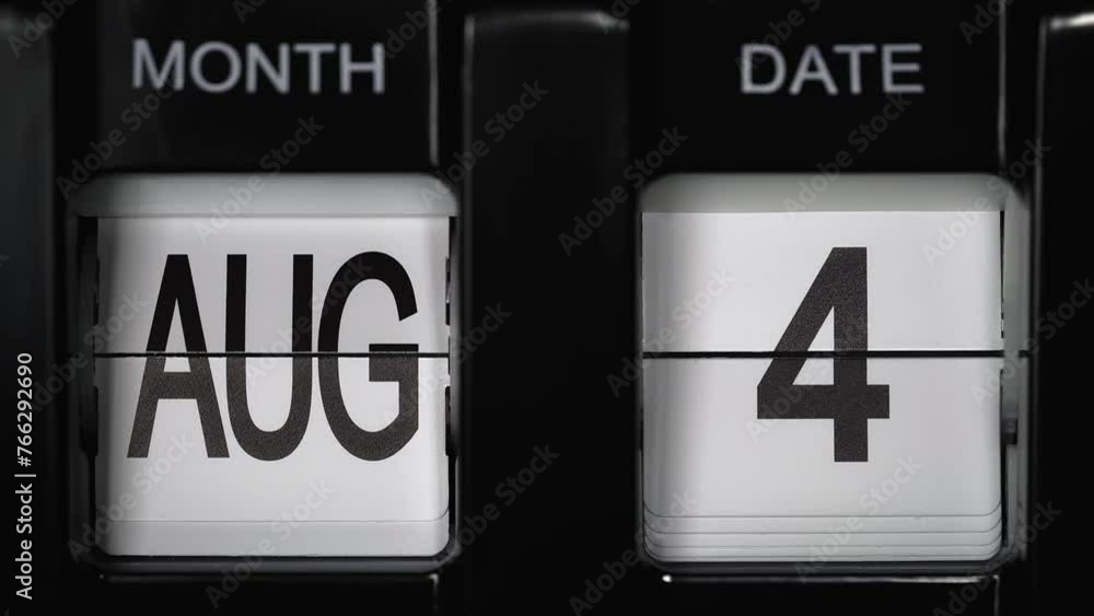 retro flip calendar with a date change from the third of August to the ...