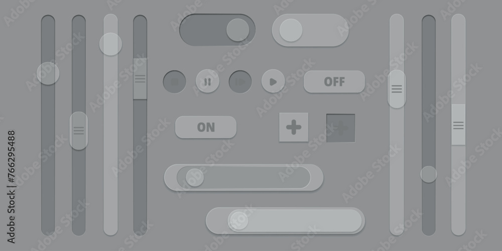 3d slider bar, vector illustration. Scrollbar volume, brightness. Panel ... 3d slider bar, vector illustration. Scrollbar volume, brightness. Panel ...