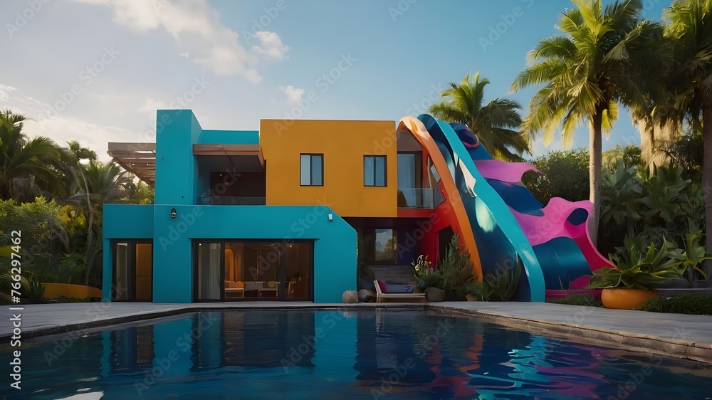 pool in a resort,"Dive into a world of vibrant colors and dynamic ...