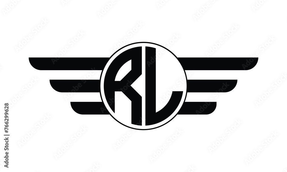 RL initial letter circle wings icon gaming logo design vector template ...