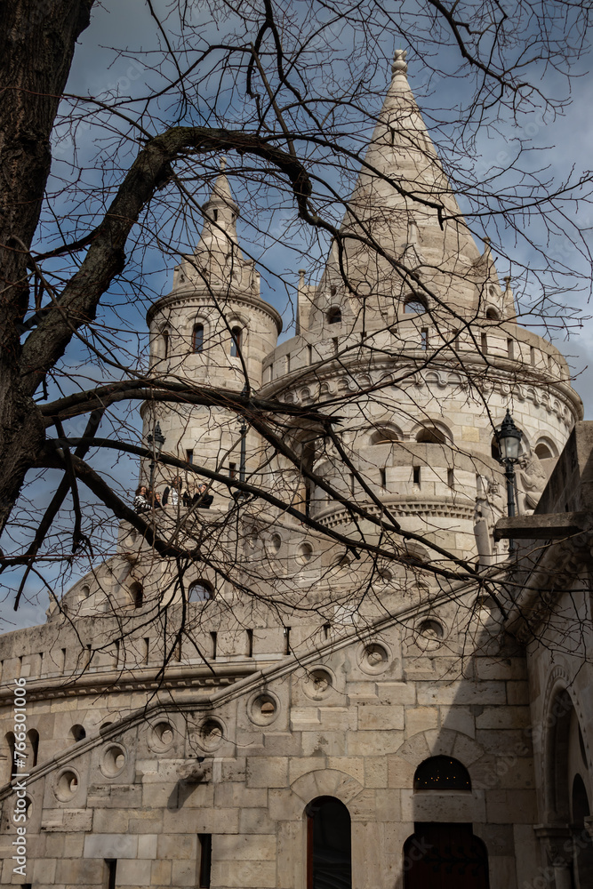 Fisherman's Bastion in Budapest (hungarian: Halszbstya), structure with ...