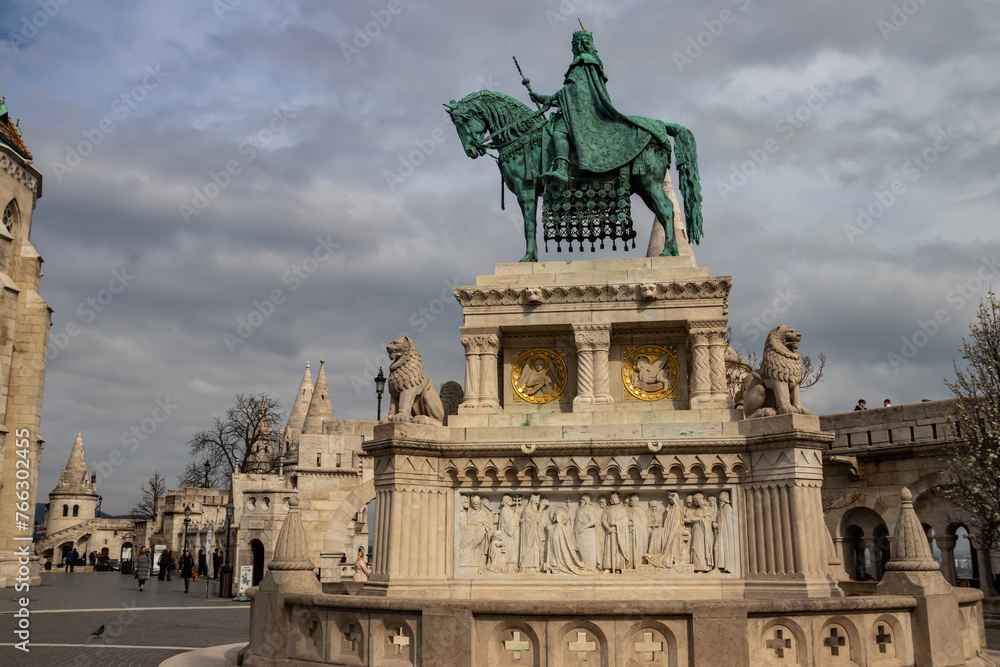 Fisherman's Bastion in Budapest (hungarian: Halszbstya), structure with ...