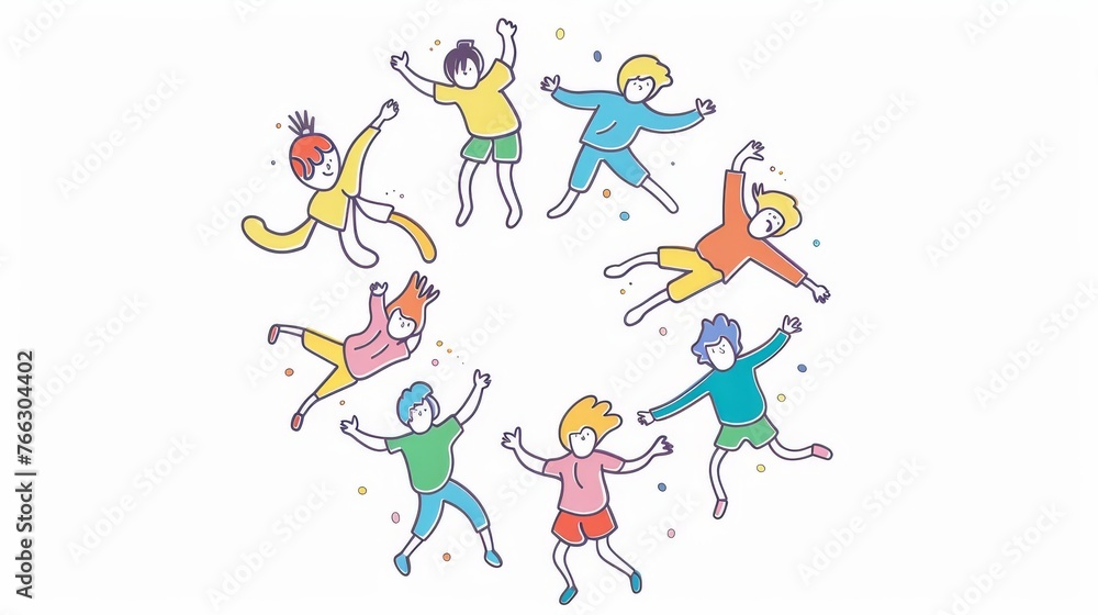 Animated modern illustration of a person in a circle frame cheering and ...