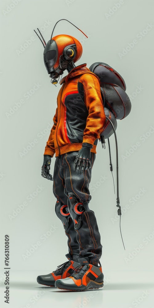 Giant ant, cyber robot insect. Anthropomorphic concept, 3d, background ...