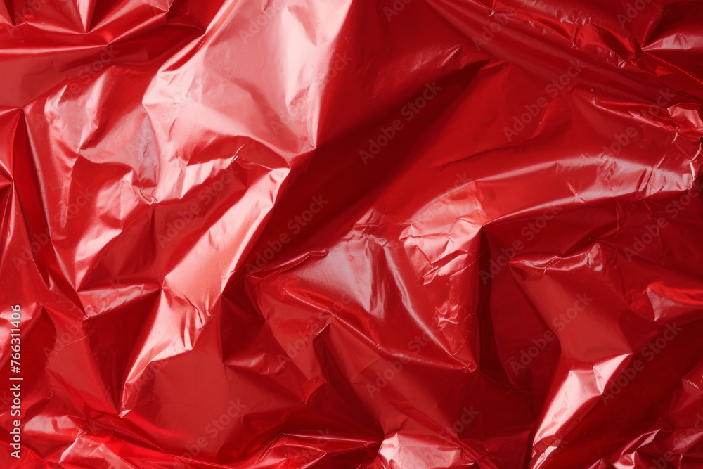 Processed collage of red plastic cellophane surface texture. Background ...