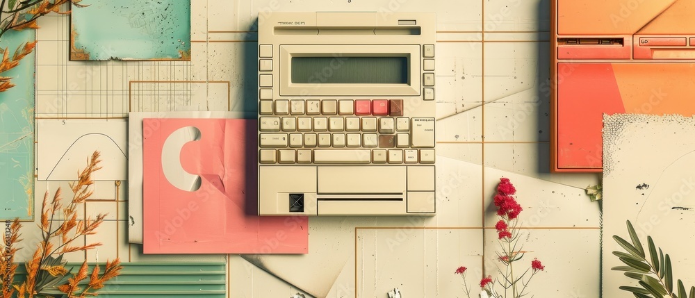 The mascot mascots of old school computer gadgets on an old style 90s ...