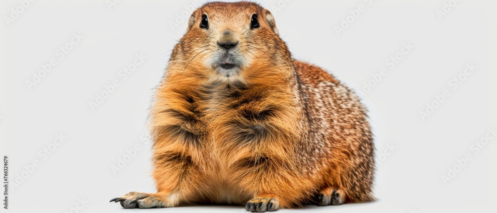 A high-resolution image of a groundhog, facing the camera directly ...
