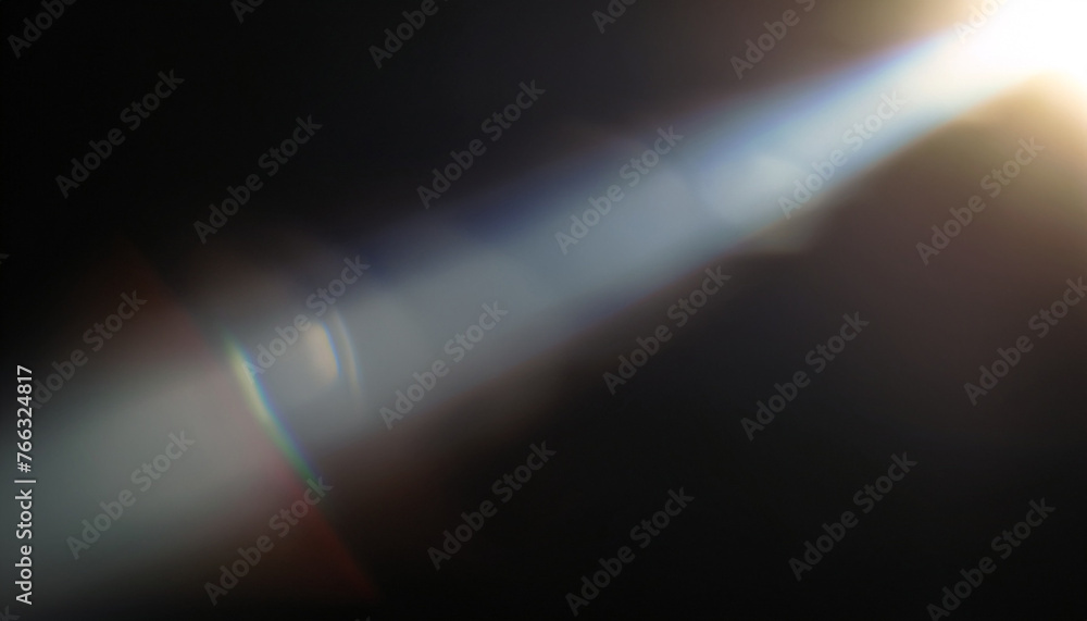 Real Lens flare light effect. Sparkle ray leak on black background ...