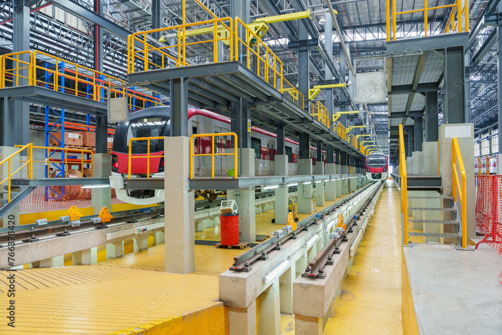 Sky Electric Train Red or depot maintenance plant. Red Line train Bang ...