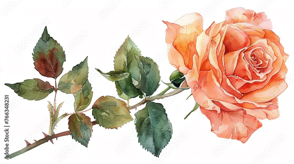 Watercolor rose clipart in various colors and angles Stock Illustration ...