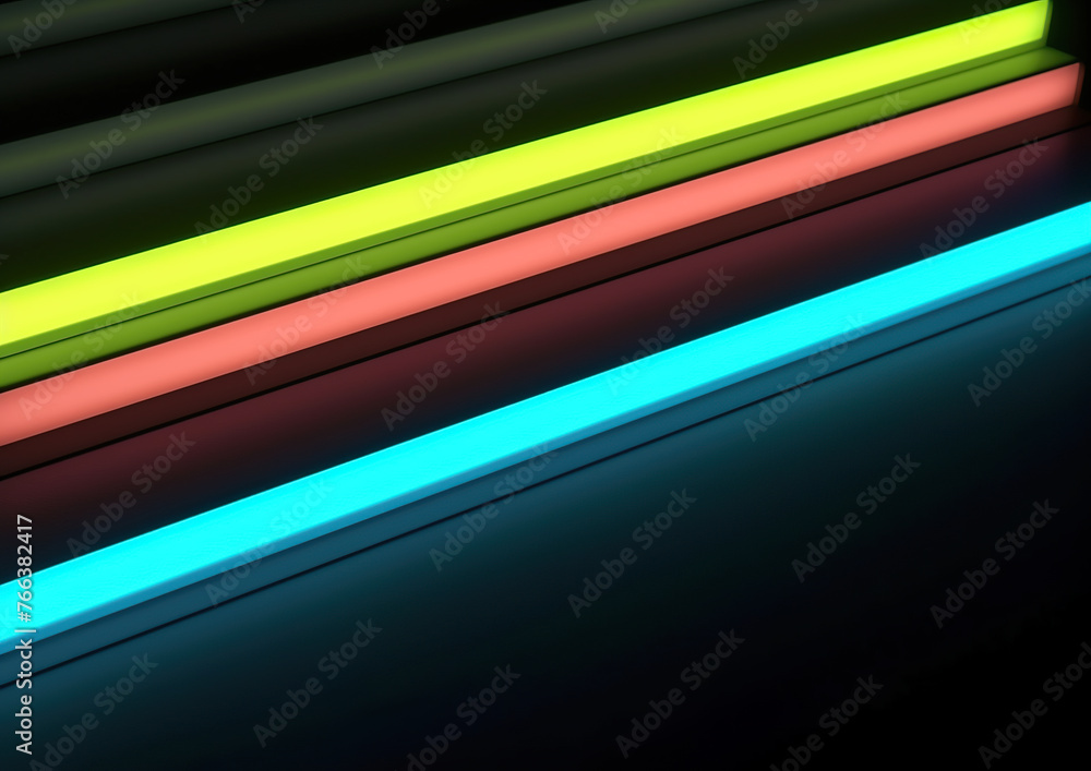 Brightly colored lines against a dark background create a sense of ...