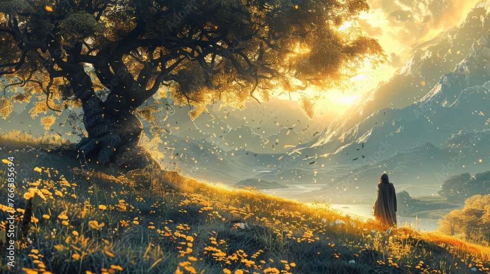 Illustrated depiction of a mythical being from Middle Earth capturing ...