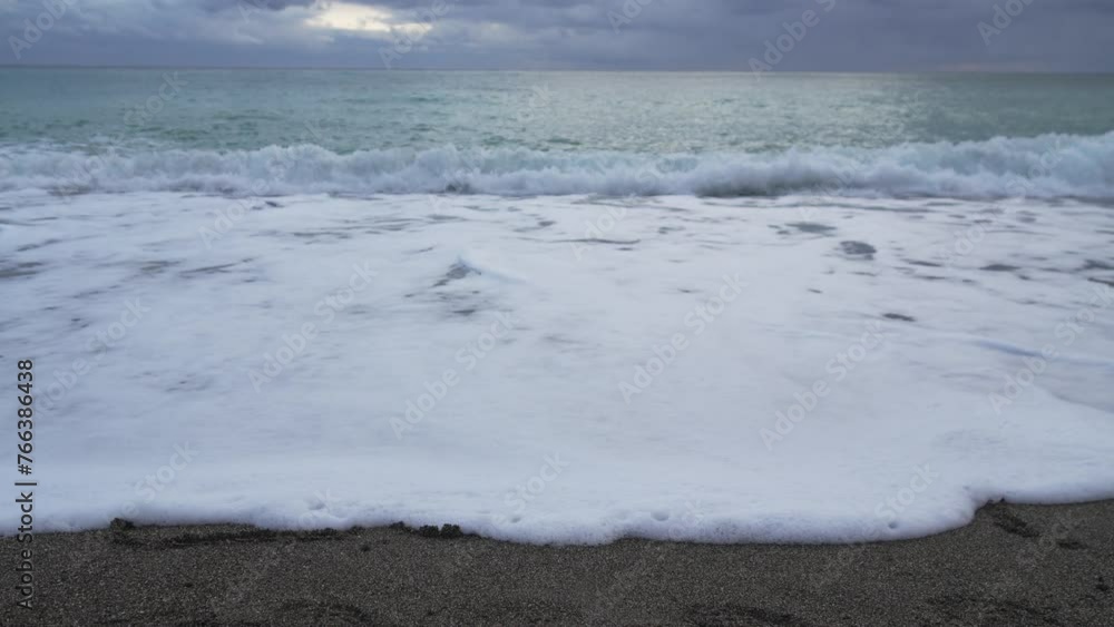 Happy New Year 2025 hand written digit 2024 washed by wave and arriving ...