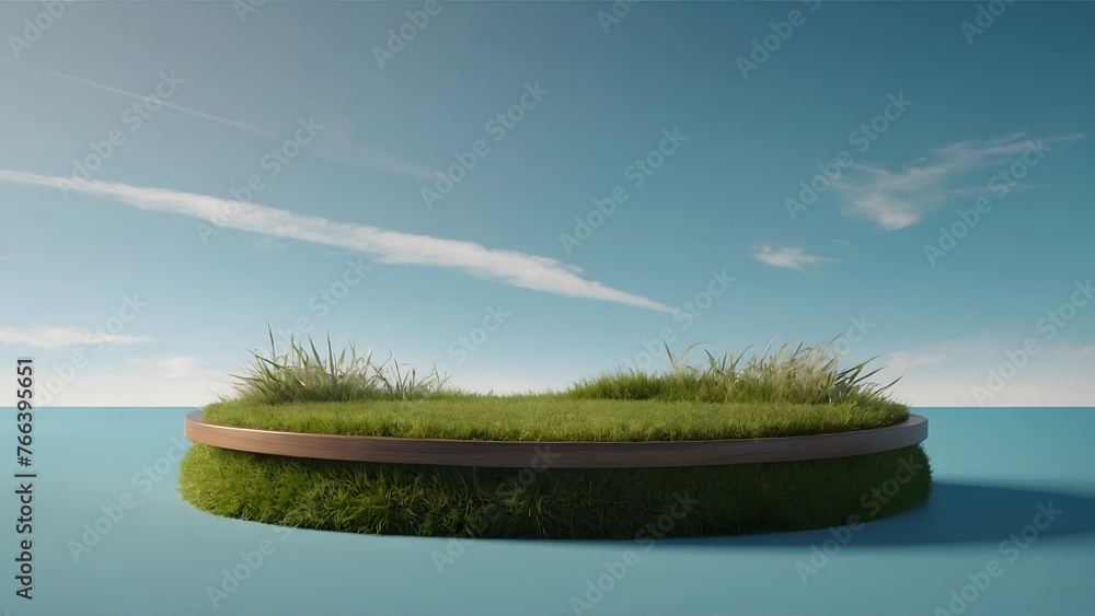 Grass 3D ground land green field earth garden soil isolated background ...