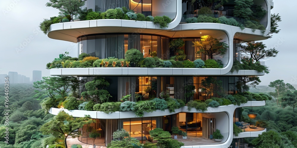 Futuristic 3D architectural render showcasing a towering, vertical city ...