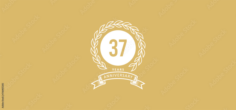 37st anniversary logo with white, and gold background Stock Vector ...