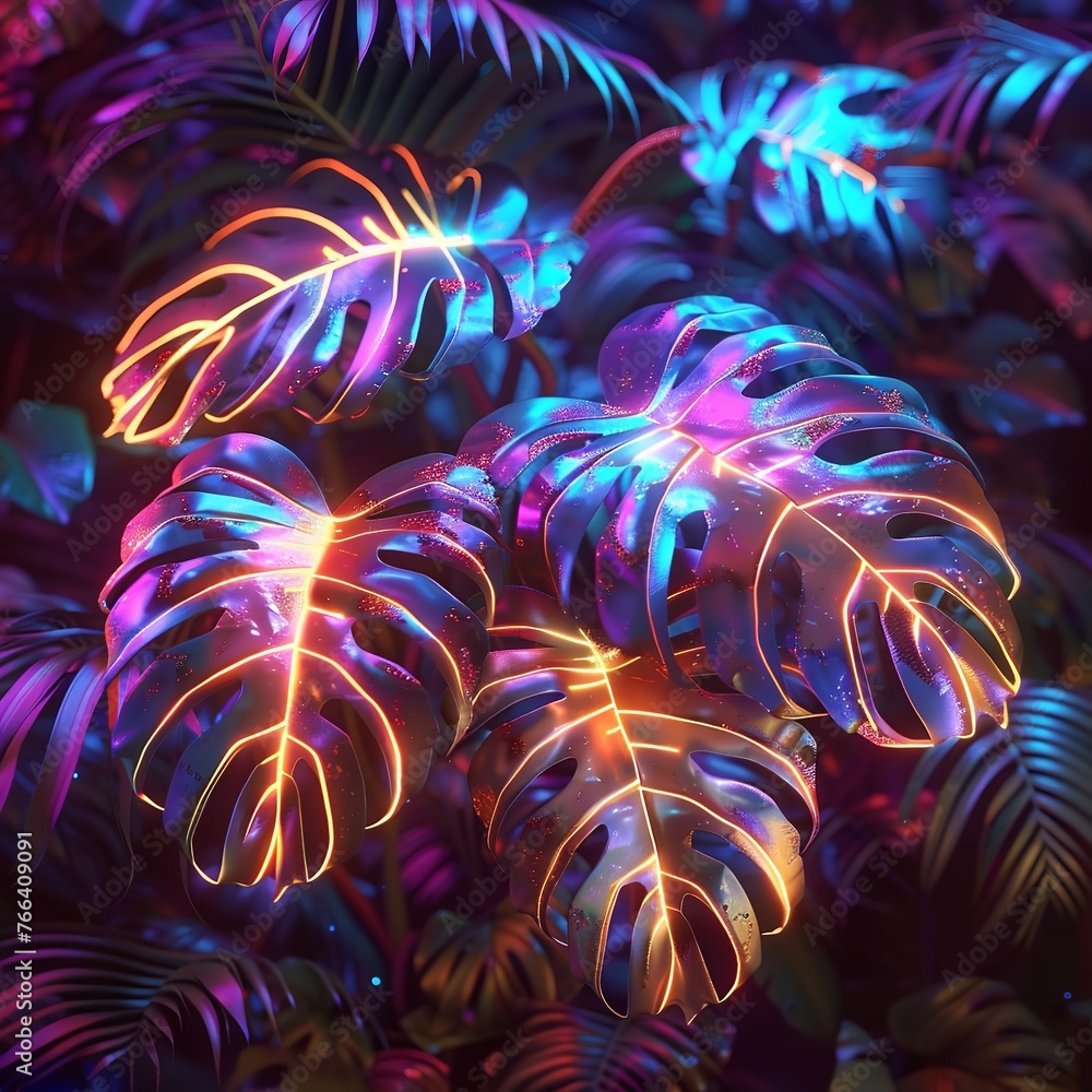 Artificial intelligence-generated artwork showcasing vibrant neon ...