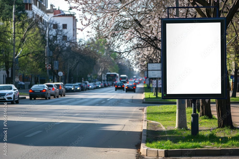 Mockup of Blank digital signboard on roadside, Empty signboard on ...