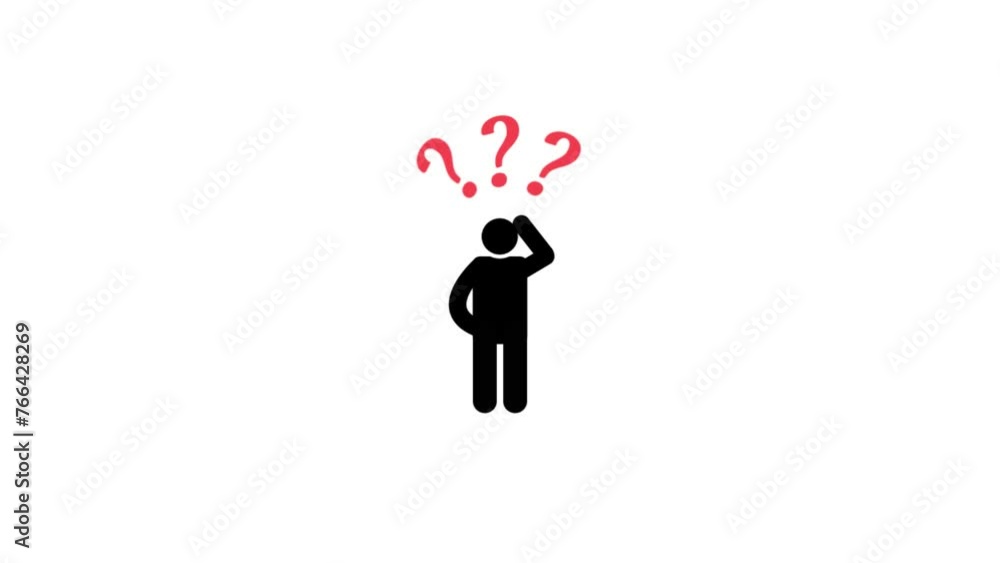 Confused person icon. pictogram men icon with question mark. Stock ビデオ ...
