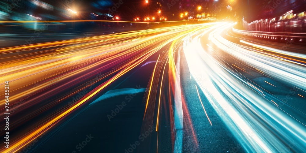 Car motion trails. Speed light streaks background with blurred fast ...