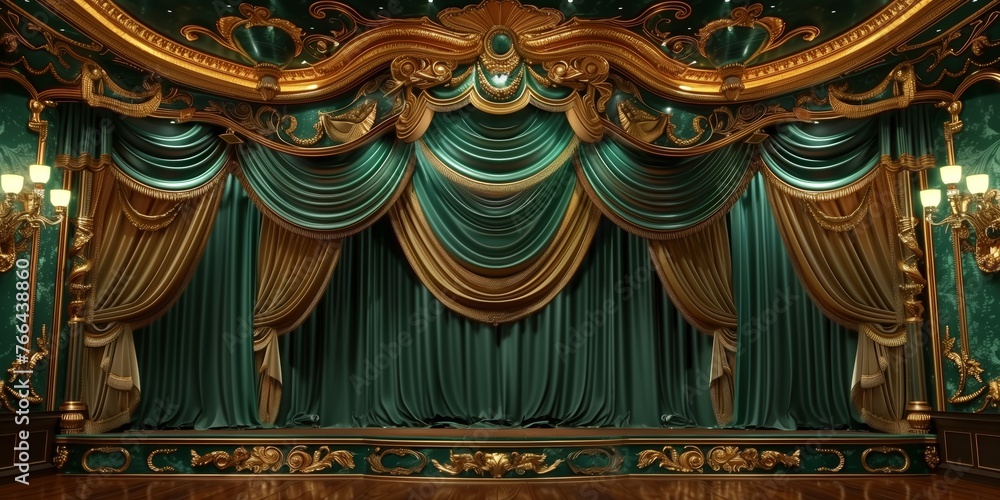 Podium for performance in a theater or concert hall with a fabric ...
