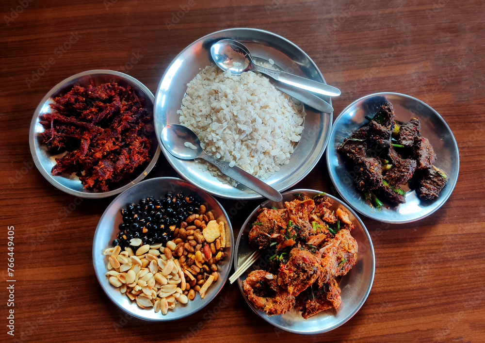 Fotografia do Stock: Newari Food of Nepal. Nepali Newari Khaja Set ...