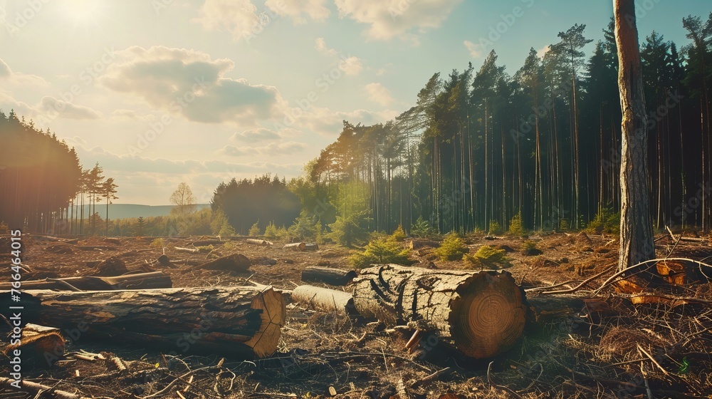 deforestation illegal logging, cutting down trees, forest destruction ...