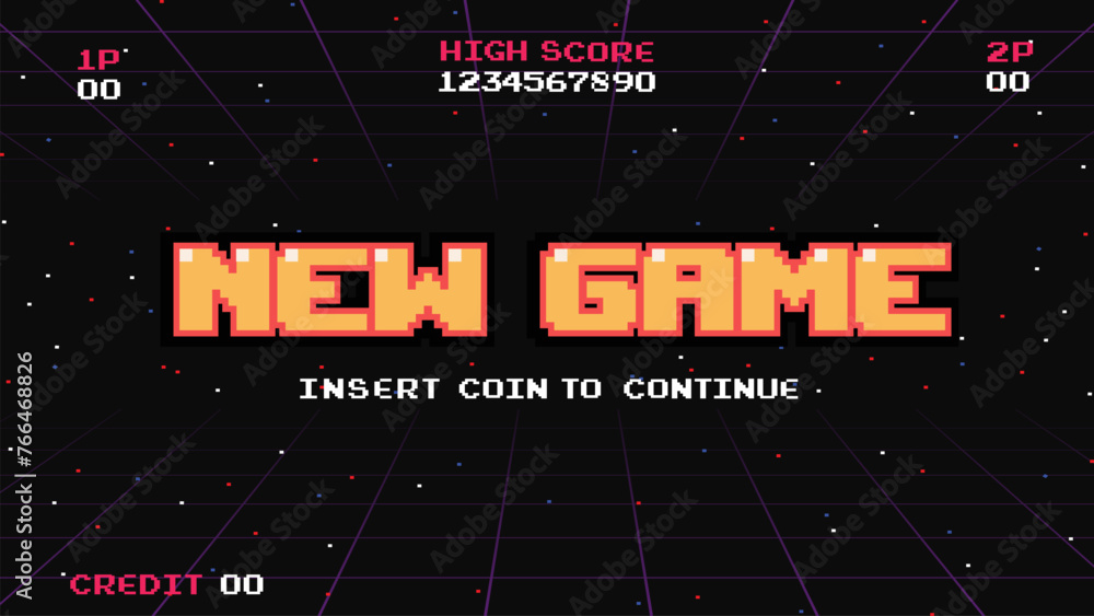 New game.pixel art .8 bit game.retro game. for game assets in vector ...